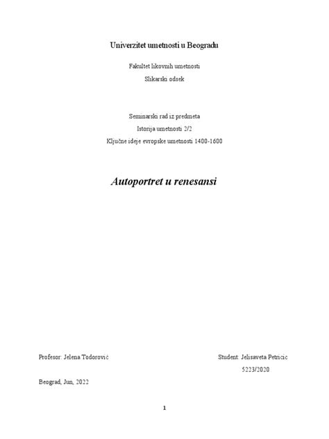 Autoportret U Renesansi | PDF