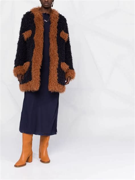 Marni 마르니 긴소매 페이크 퍼 재킷 블루 Farfetch Kr