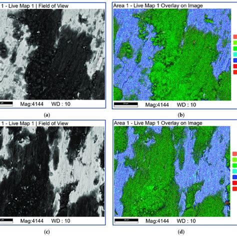 Sem Bse Image A C And Combined Eds Images B D On The Worn Surface Download Scientific