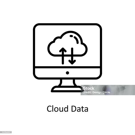 Ilustración De Ilustración Del Diseño Del Icono De Contorno Vectorial De Datos En La Nube