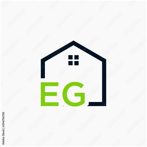 Letter Eg Line House Real Estate Logo Home Initial E G Concept