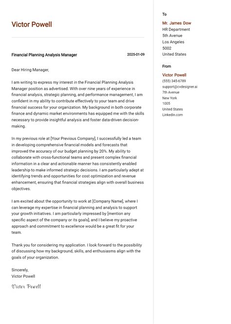 18 Financial Planning And Analysis Manager Cover Letter Examples For 2025