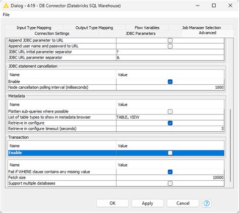 issue with retrieving data from databricks delta lake to knime via jdbc