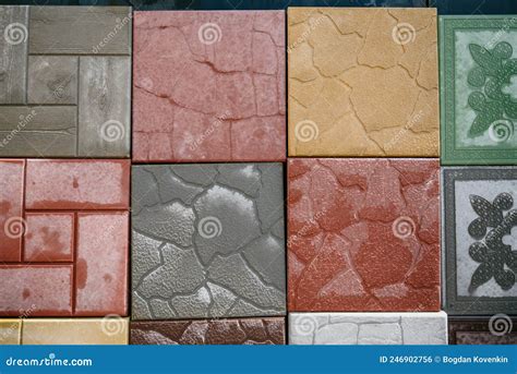 Texture Of Different Colored Patterned Paving Slabs Modern Road