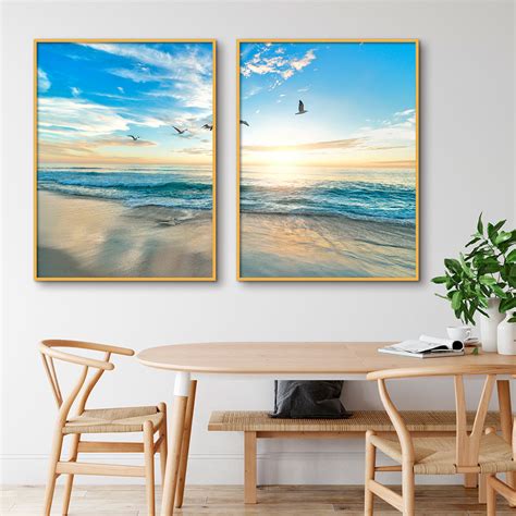 Quadros Decorativos Paisagem Mar e Pássaros santoquadro br