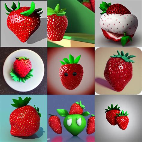 Poorly Rendered D Strawberry With Adorable Face Stable Diffusion