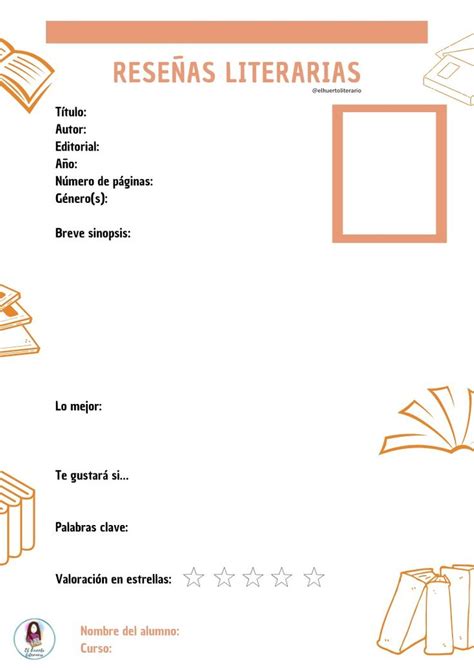 Ficha para hacer reseñas literarias Orientacion Andujar Libros de