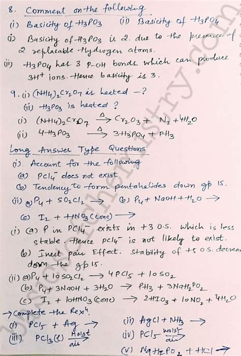P BLOCK ELEMENTS CLASS NCERT EXERCISE AND PVQS Basics Of Chemistry