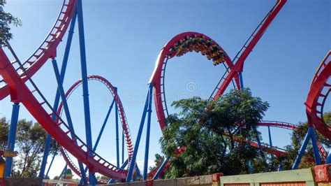 Thrilling Roller Coaster Ride In Amusement Park Stock Image Image Of