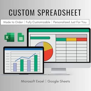Custom Excel Spreadsheet Custom Spreadsheet Template Made To Order Spreadsheet Custom Google
