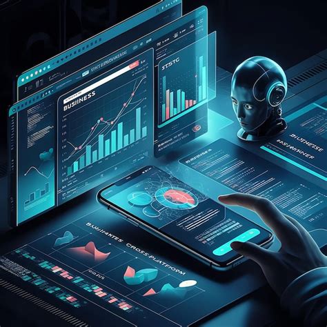 Hightech Data Analysis With Ai And Interactive Charts Premium Ai Generated Image