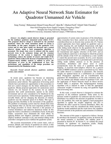 Pdf An Adaptive Neural Network State Estimator For Quadrotor Unmanned