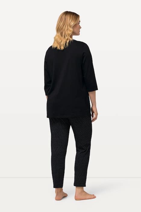 Polka Dot 34 Sleeve Pajama Set Black Ulla Popken