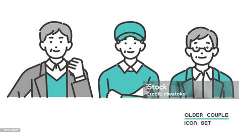 간단한 시니어 커플 라인 그리기 벡터 일러스트 레이 션 소재 남성과 여성 유행 삶의 끝 50 59세에 대한 스톡 벡터 아트 및 기타 이미지 Istock