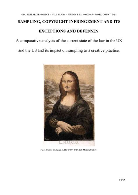 Pdf Sampling Copyright Infringement And Its Exceptions And Defenses
