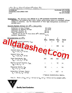 2N1102 Datasheet PDF New Jersey Semi Conductor Products Inc
