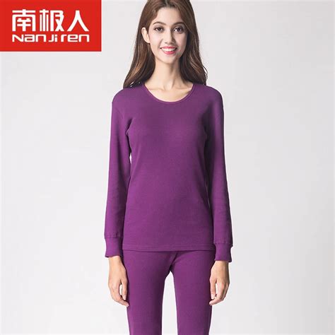 Nanjiren Women Thermal Underwear Suit Long Johns 100 Cotton Solid