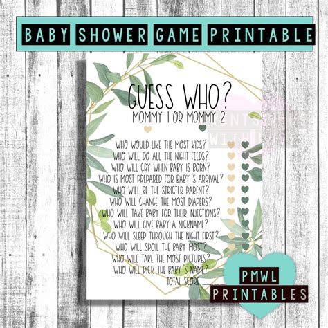 Same Sex Parents Baby Shower Game Instant Download Guess Etsy