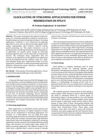 Clock Gating Of Streaming Applications For Power Minimization On FPGAs