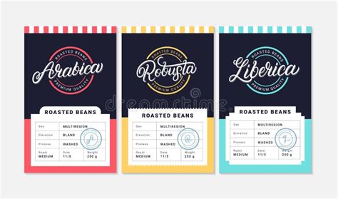 Robusta Coffee Beans Packaging Label Design Template Stock Vector