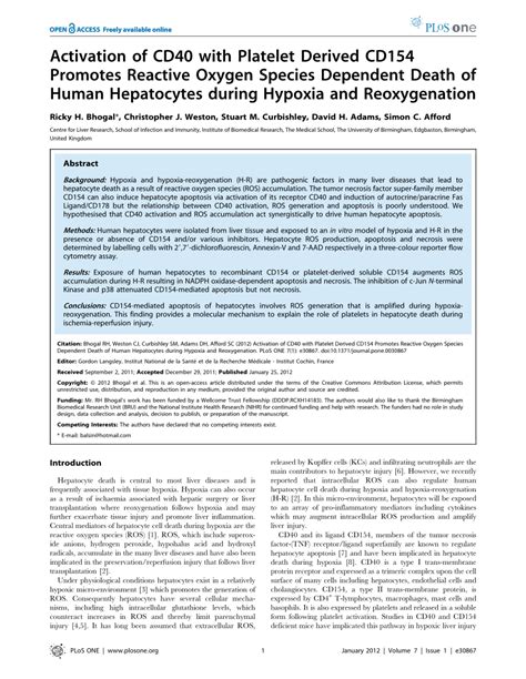Pdf Activation Of Cd40 With Platelet Derived Cd154 Promotes Reactive