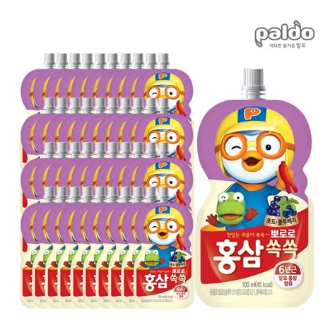 팔도 뽀로로 홍삼쏙쏙 포도블루베리맛 100ml 40개 티몬