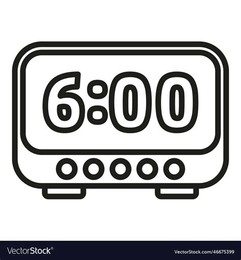 Digital Alarm Clock Icon Outline Sleep Royalty Free Vector