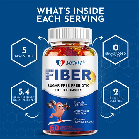 Prebiotic Fiber Gummy For Adults Digestion Support 60 Ct New Free