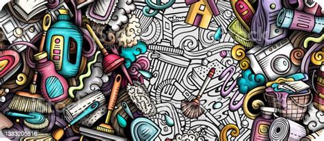 손으로 그린 낙서 배너를 청소합니다 만화 벡터 상세한 전단지 3차원 형태에 대한 스톡 벡터 아트 및 기타 이미지 3차원 형태