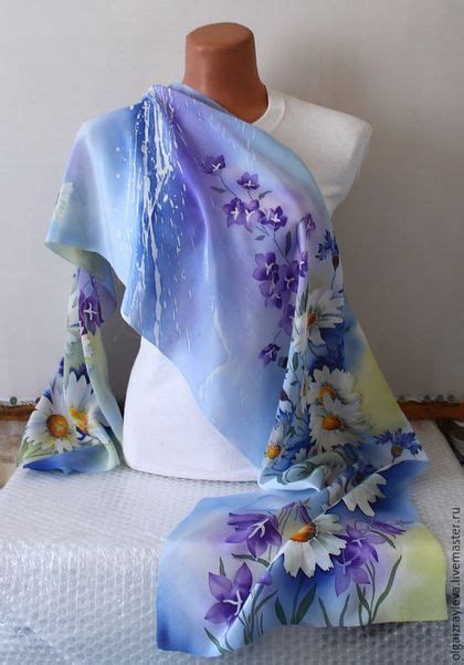 Батик шарф Ромашковое лето в интернет магазине на Ярмарке Мастеров Шарфы Липецк доставка