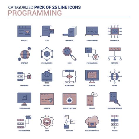 Vintage Programming Icon Set 25 Flat Line Icon Set 14245470 Vector Art At Vecteezy