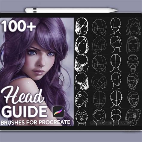 100 Procreate Head Guide Stamps Procreate Head Stamp Etsy