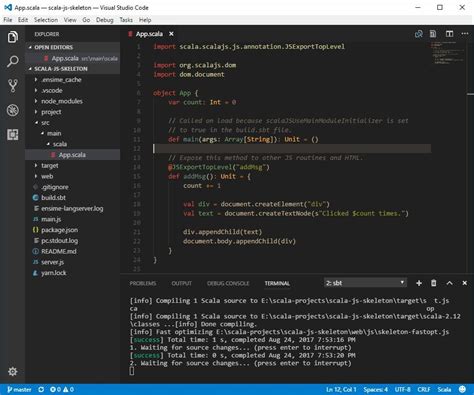 Scalajs Skeleton App Out Of The Box Integration With Vscode And