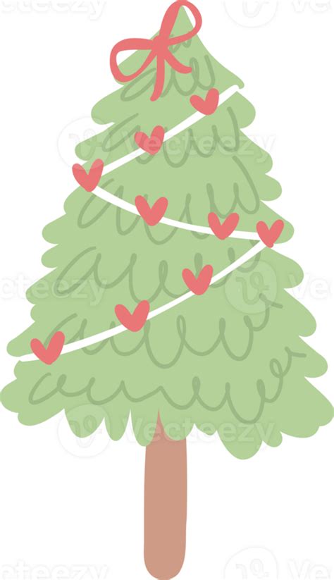Christmas Tree Cute Festive Pine With Decoration Cartoon Doodle
