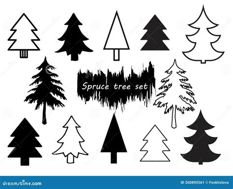 Vector Set Of Different Coniferous Trees Silhouettes Stock Vector