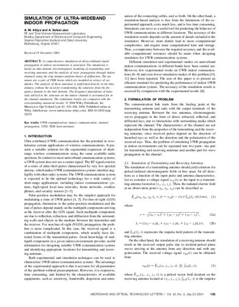 Pdf Simulation Of Ultra Wideband Indoor Propagation
