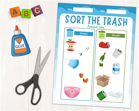 Trash Sorting Activity Printable Worksheets Earth Day Activities Garbage Sorting Game