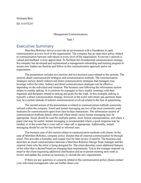 Communications Task C Wgu Studocu
