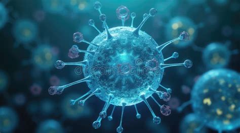 A Close Up View Presents A Virus Particle With Spikes And A Textured Surface This