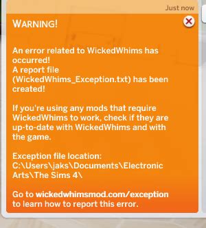 Error Technical Support WickedWhims LoversLab