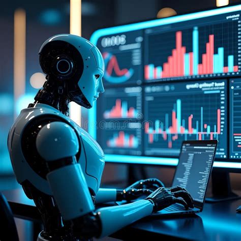 Ai Robot Analyzing Stock Market Data On A Computer Editorial Photography Image Of Stockmarket