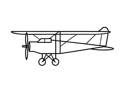 Elegant Minimalist Sketch Of Vintage Biplane Line Art White Background