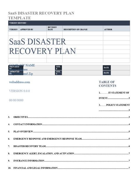 Saas Disaster Recovery Plan Pdf Disaster Recovery Emergency