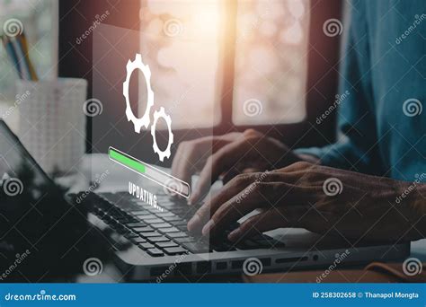 Person Waiting For Installing Update Process With Loading Bar Icon On
