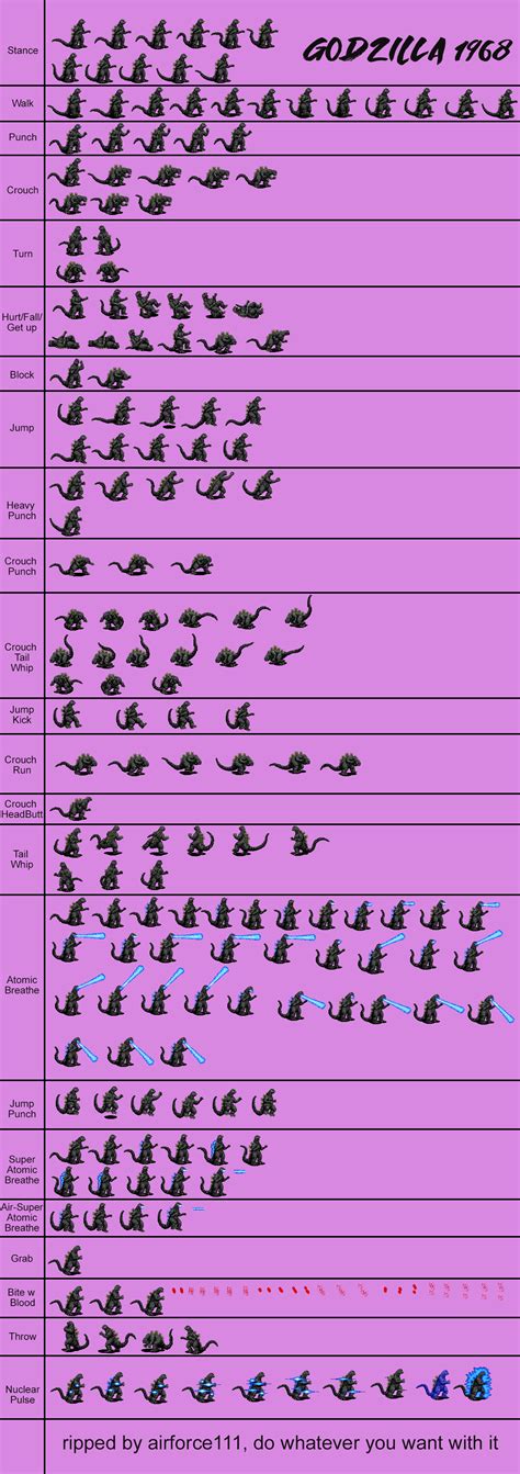 Godzilla 1968 72 Spritesheet By Gforce111 On Deviantart
