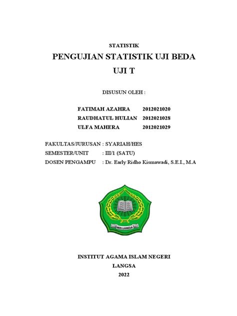 Makalah Pengujian Statistik Uji Beda Uji T Pdf