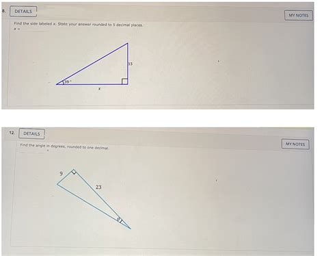Solved DETAILS MY NOTES Find The Side Labeled X State Your Answer Course Hero