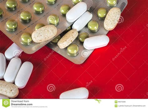 Pills Tablets And Stethoscope On White Background Stock Image Image