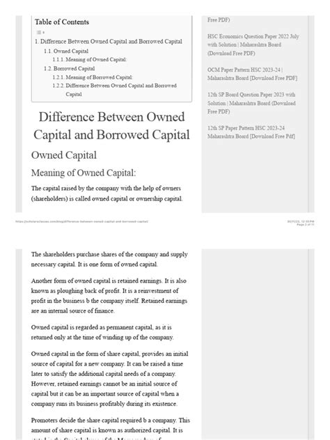 Difference Between Owned Capital And Borrowed Capital 7 Points