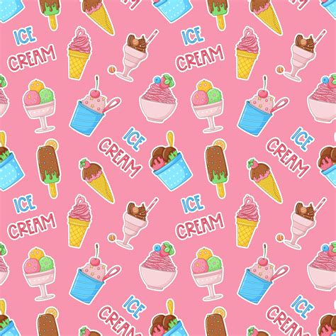 Summer Seamless Pattern With Cartoon Bright Ice Cream Popsicle